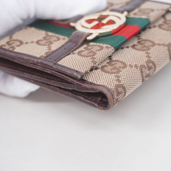 Gucci | Bags | Gucciauth Folio Wallet Sherry 1581 Gg Canvas Beige ...